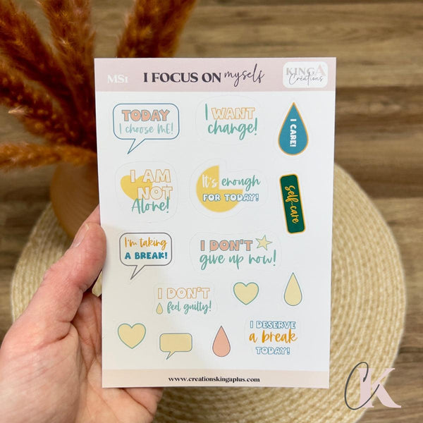 I Focus on Myself Sticker Sheet | Positive Affirmations | Autocollants ...